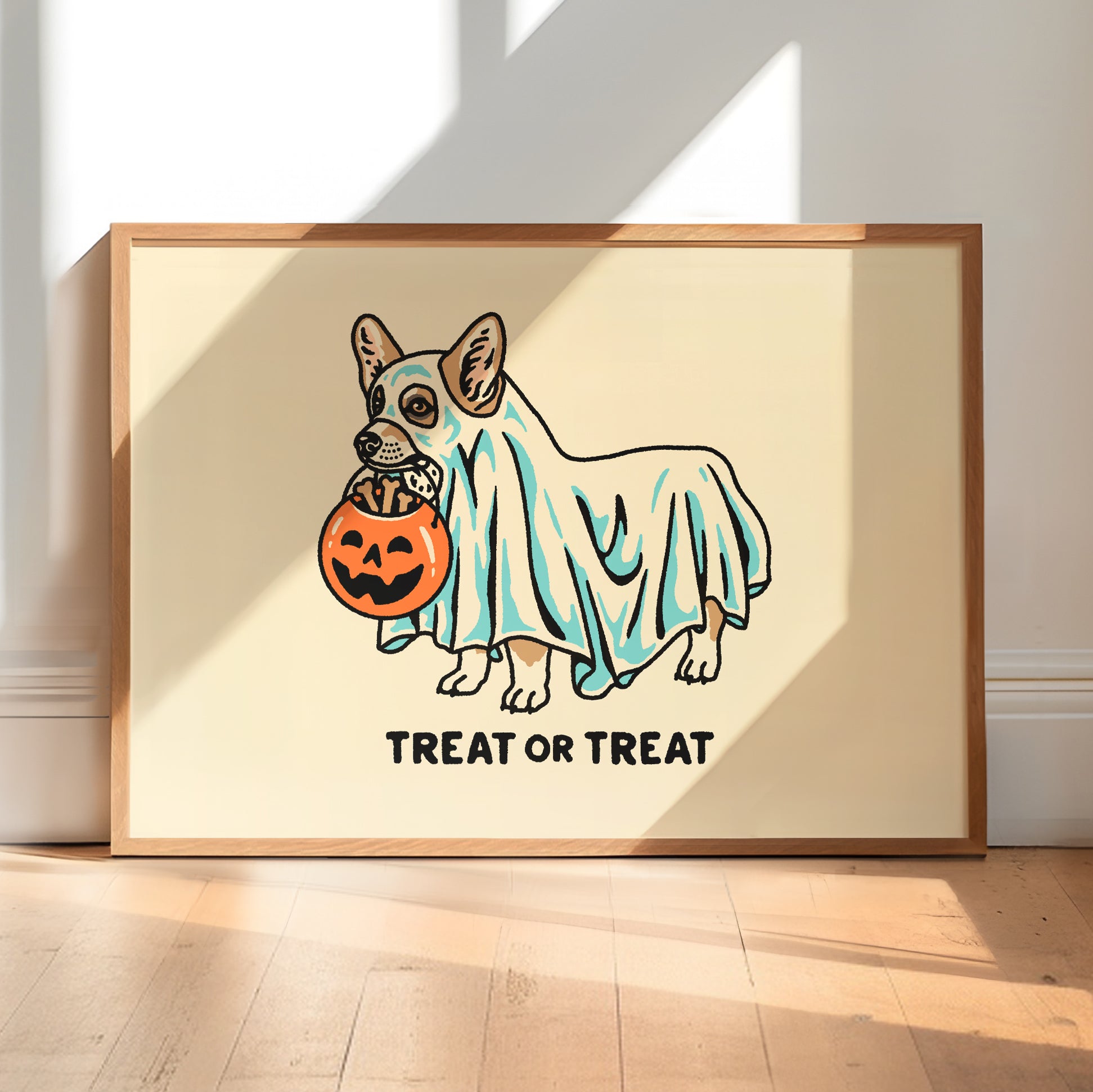 Corgi Ghost (With Text) Giclée Print – Steel Bison