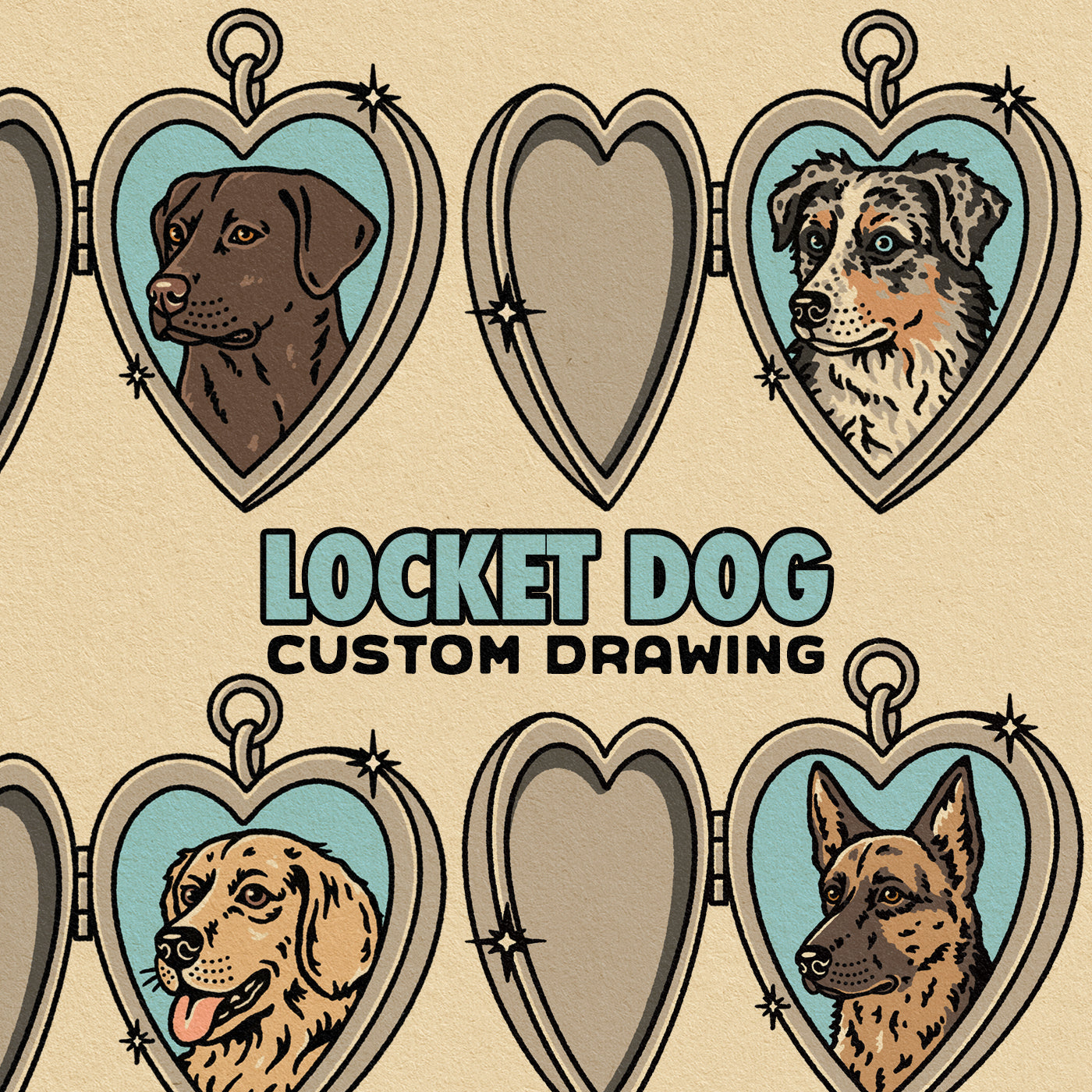 CUSTOM LOCKET DOG DRAWING – Steel Bison