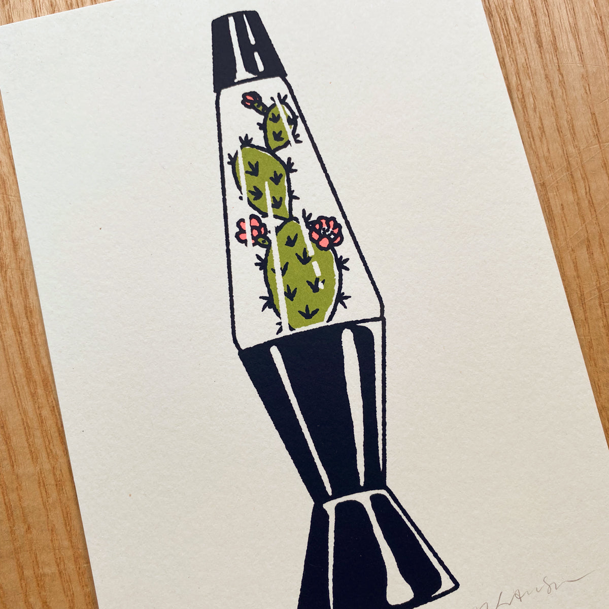 Prickly Lava Lamp - Signed 5x7in Silkscreen Print – Steel Bison