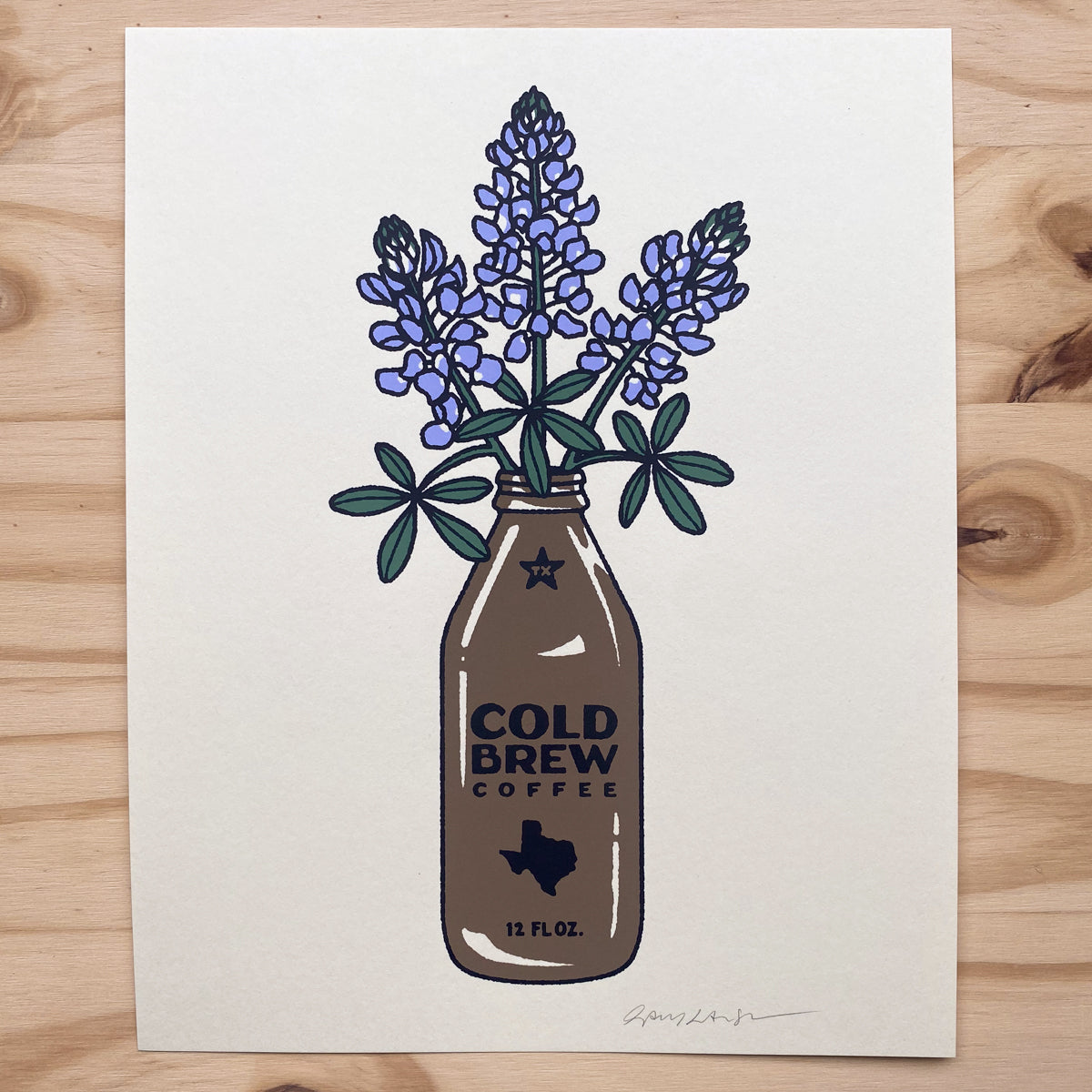 Texas Cold Brew - Signed 8x10in Silkscreen Print – Steel Bison