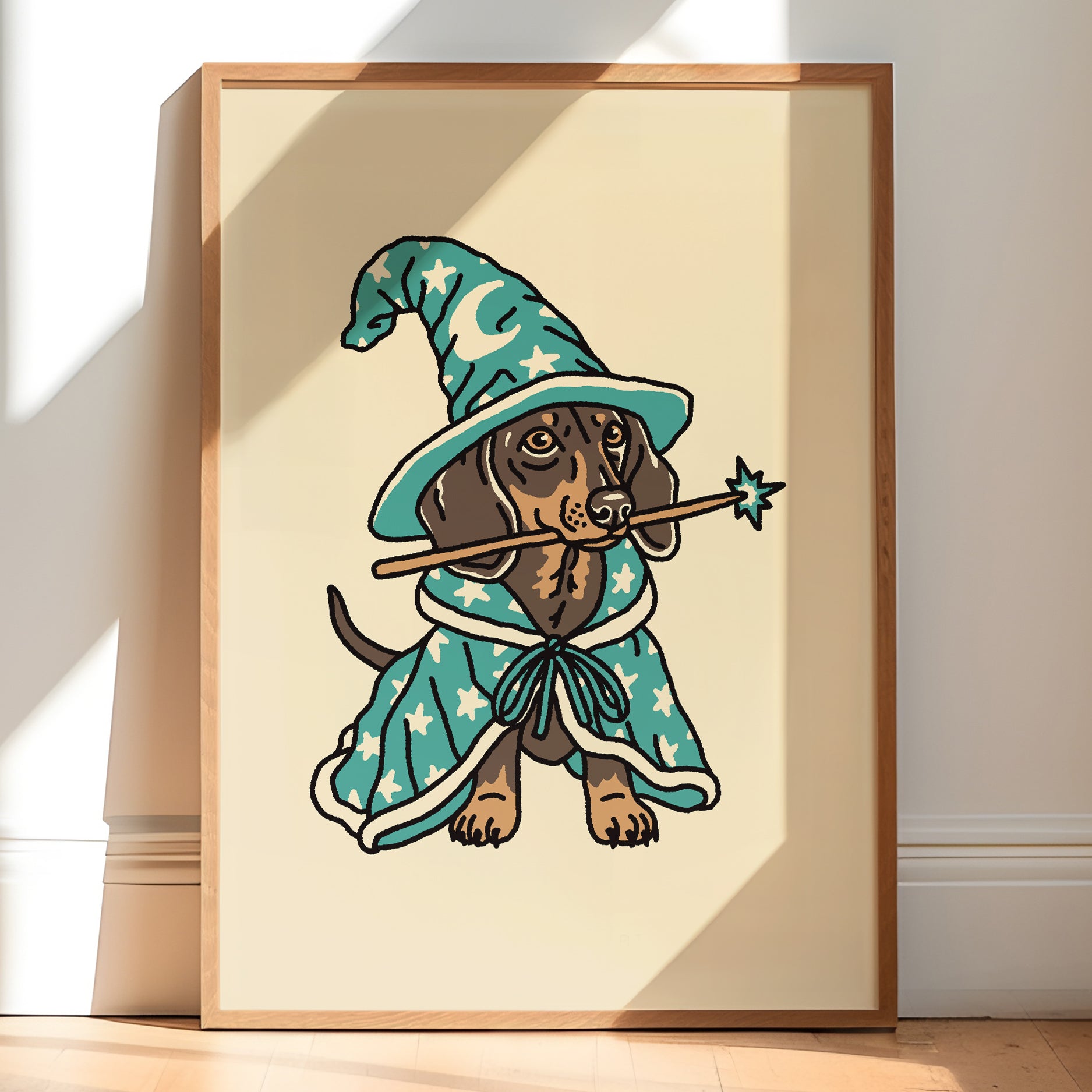Doxie Wizard (Teal) Giclée Print – Steel Bison