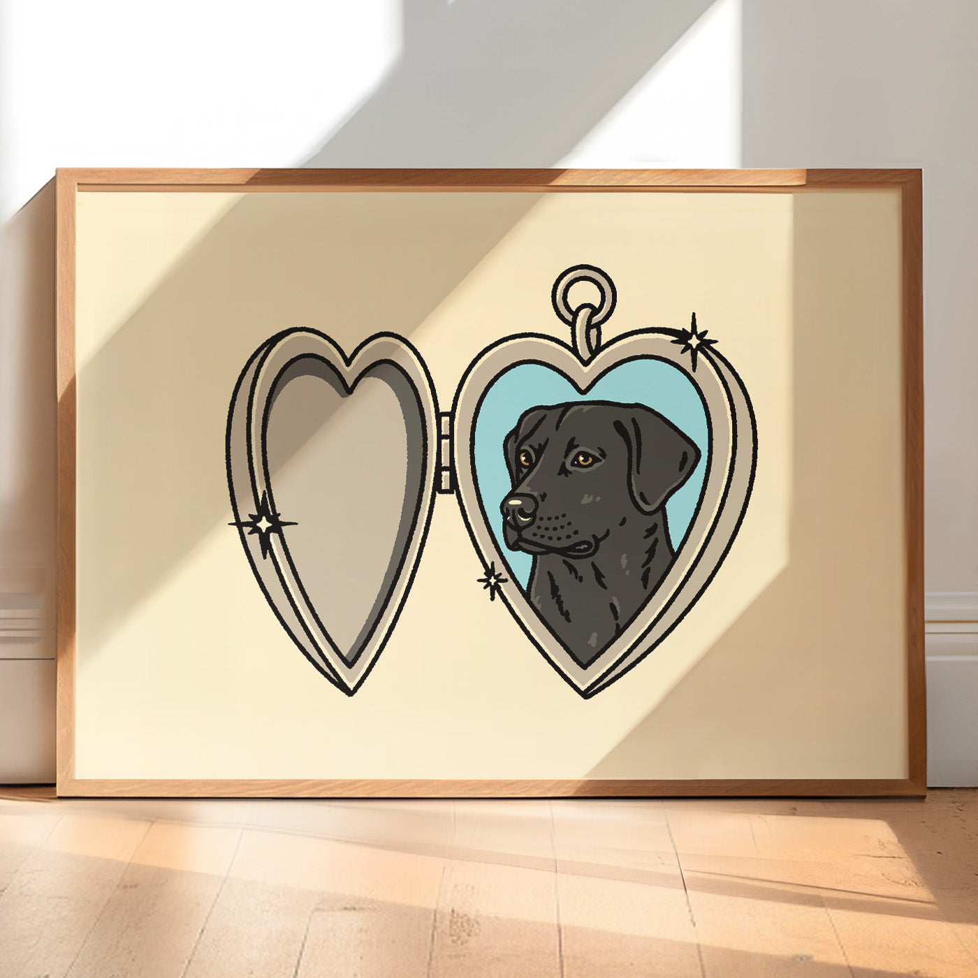 Black Lab Locket Giclée Print – Steel Bison