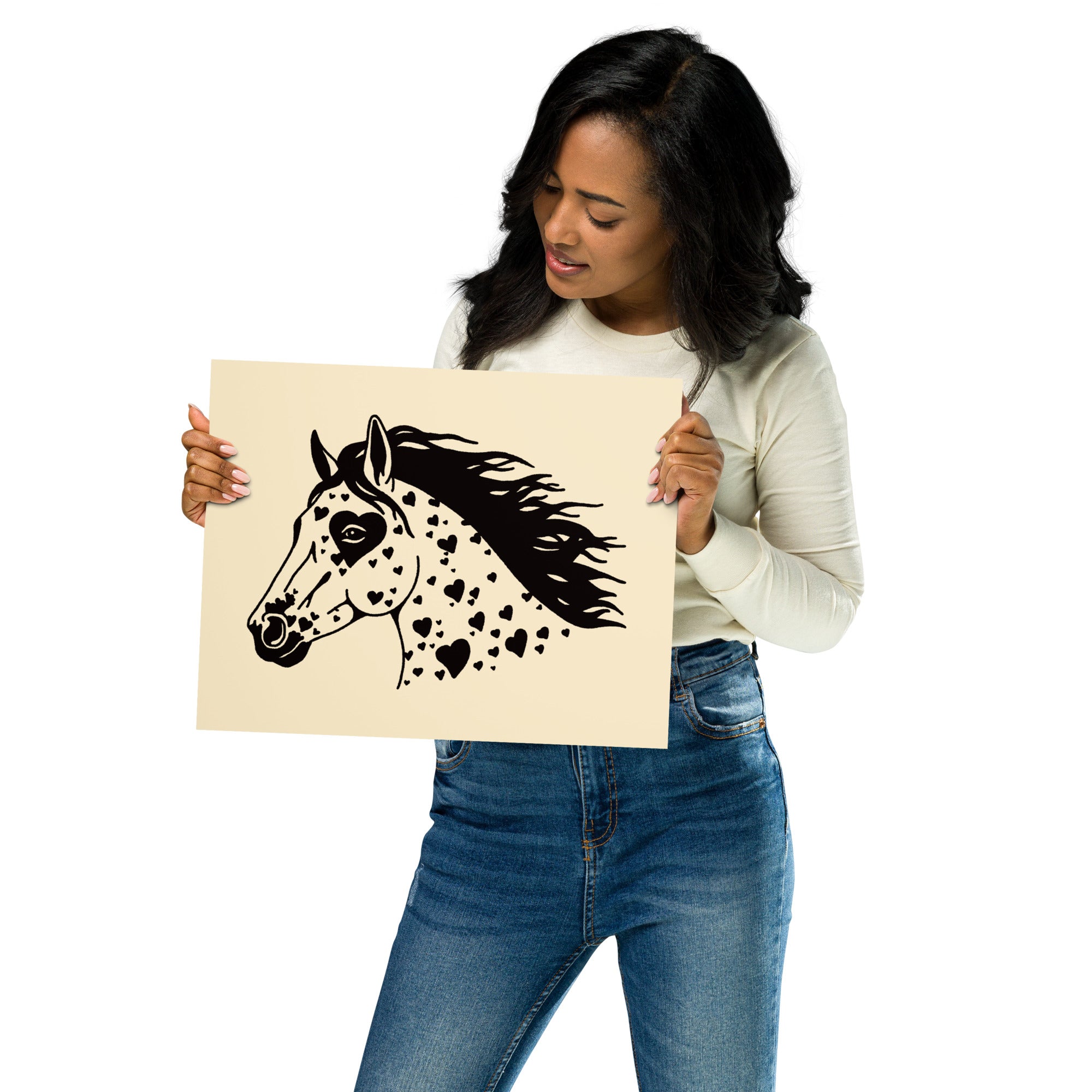 Bronco Hearts (Black) Giclée Print – Steel Bison