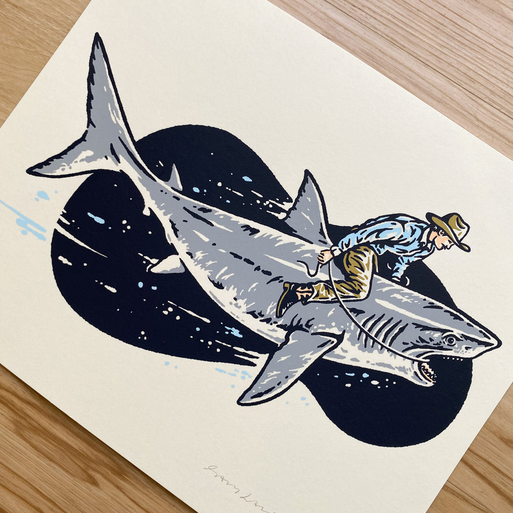 Shark Cowboy - Signed 10x8in Silkscreen Print – Steel Bison
