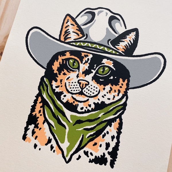 Calico Cowcat - Signed 8x10in Silkscreen Print – Steel Bison