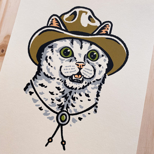 White Cowcat (Green Eyes) - 8x10in Print #401 – Steel Bison